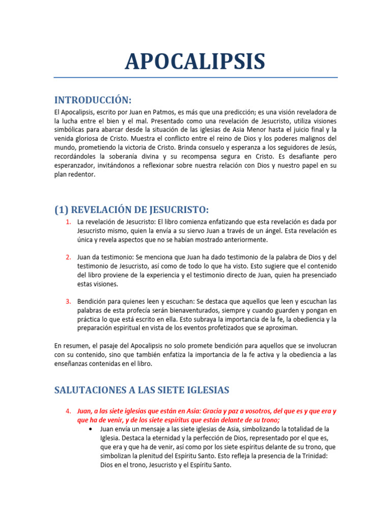 Revelación y esperanza en Apocalipsis 1-6 | PDF | Juan el apóstol ...