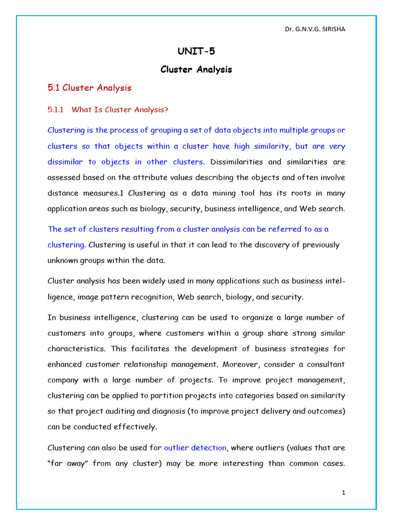 Unit 5 Cluster Analysis Pdf Cluster Analysis Algorithms
