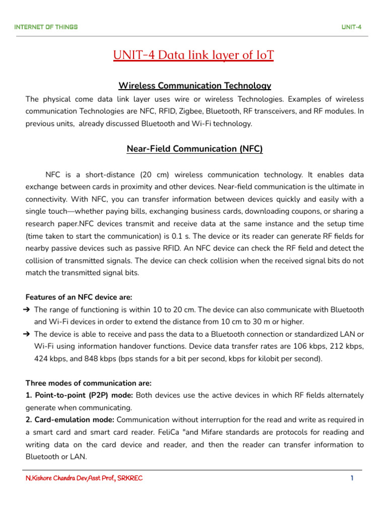 UNIT-4 Data Link Layer of IoT | PDF | Internet Protocols | Transmission Control Protocol