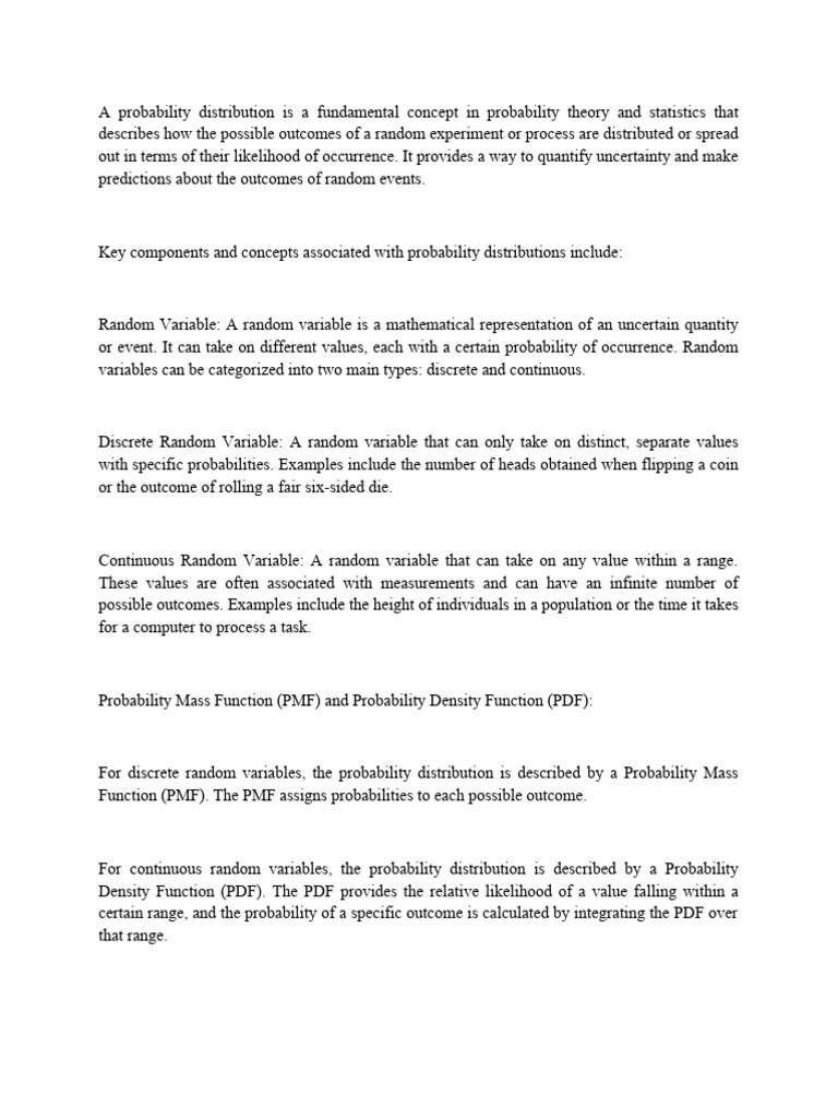 Probability Distribution Basics | PDF | Probability Distribution | Random Variable