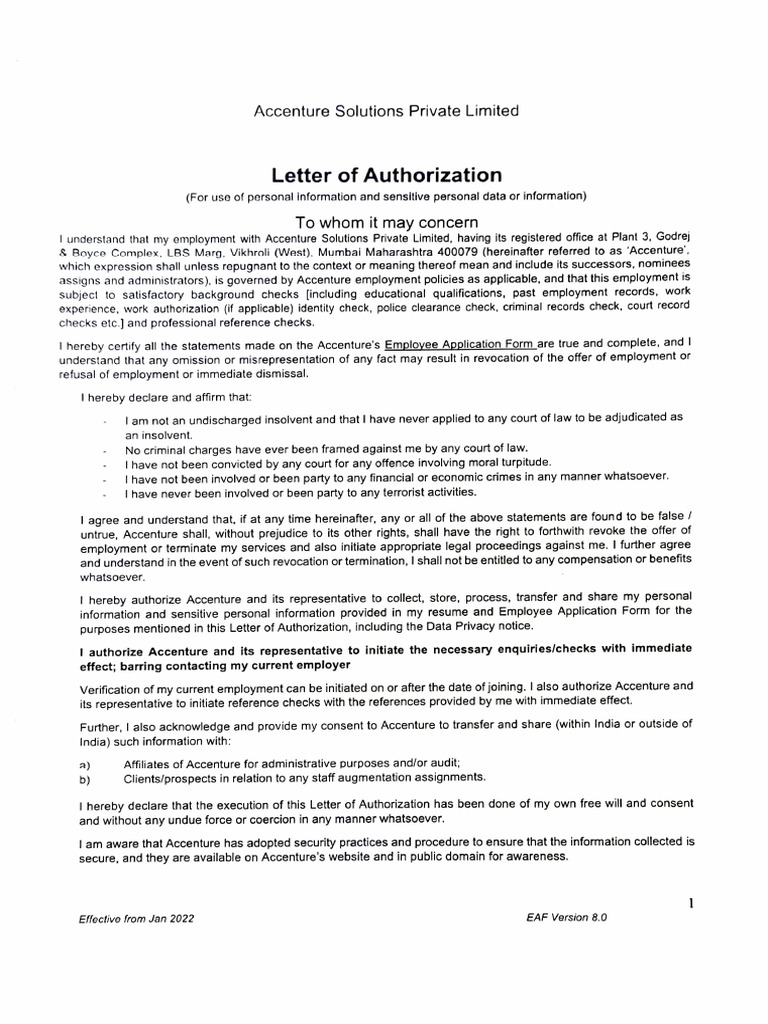 prahadish_loa | PDF | Background Check | Employment