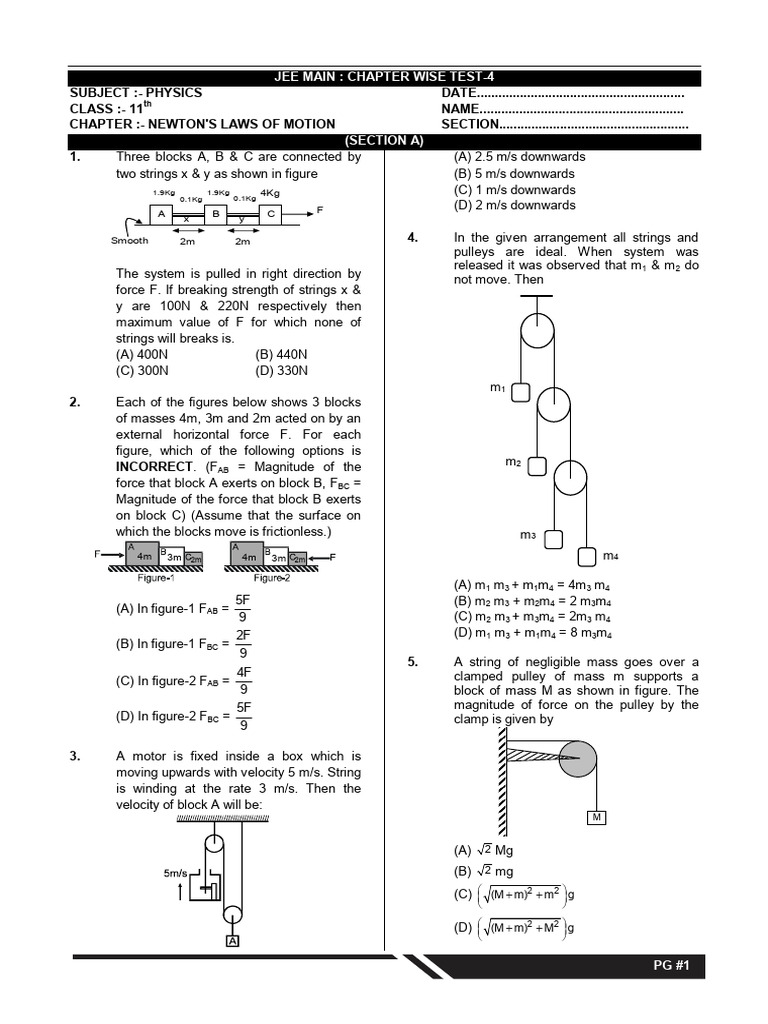 4-NEWTON'S LAWS OF MOTION QUESTION | PDF | Force | Mass