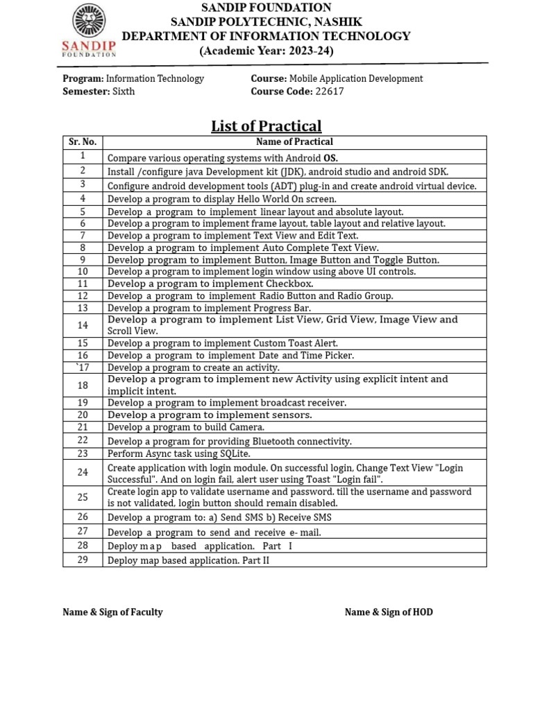 Practical List Mad | PDF | Android (Operating System) | Mobile App