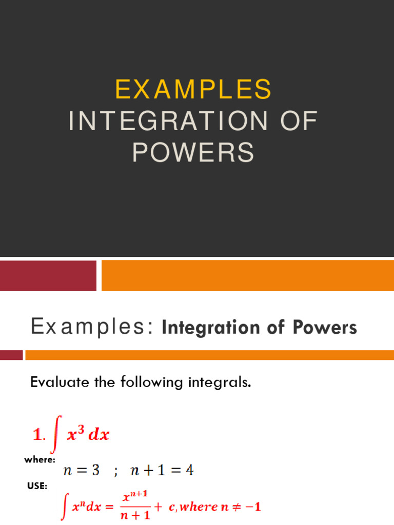 1 - SOLUTIONS TO INTEGRATION OF POWERS EXAMPLES | PDF