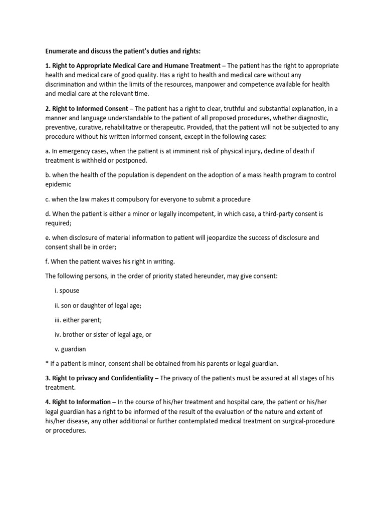 Enumerate and Discuss The Patient | PDF | Informed Consent | Health Care