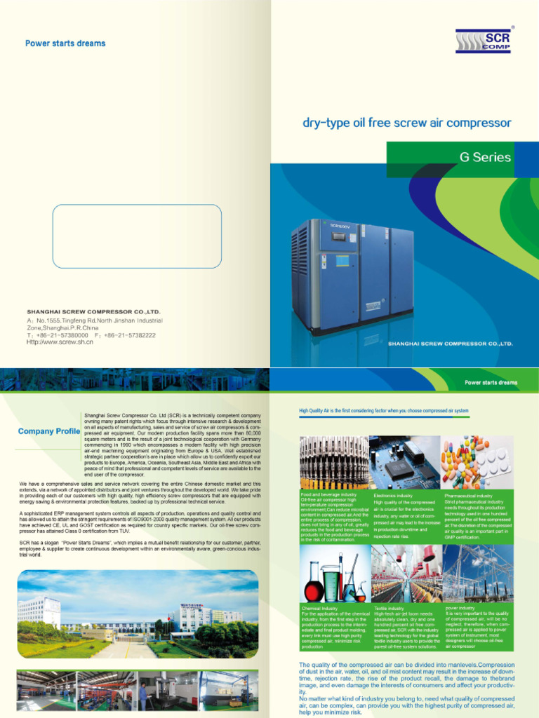 Oil Free Screw Compressor Catalogues 2 | PDF