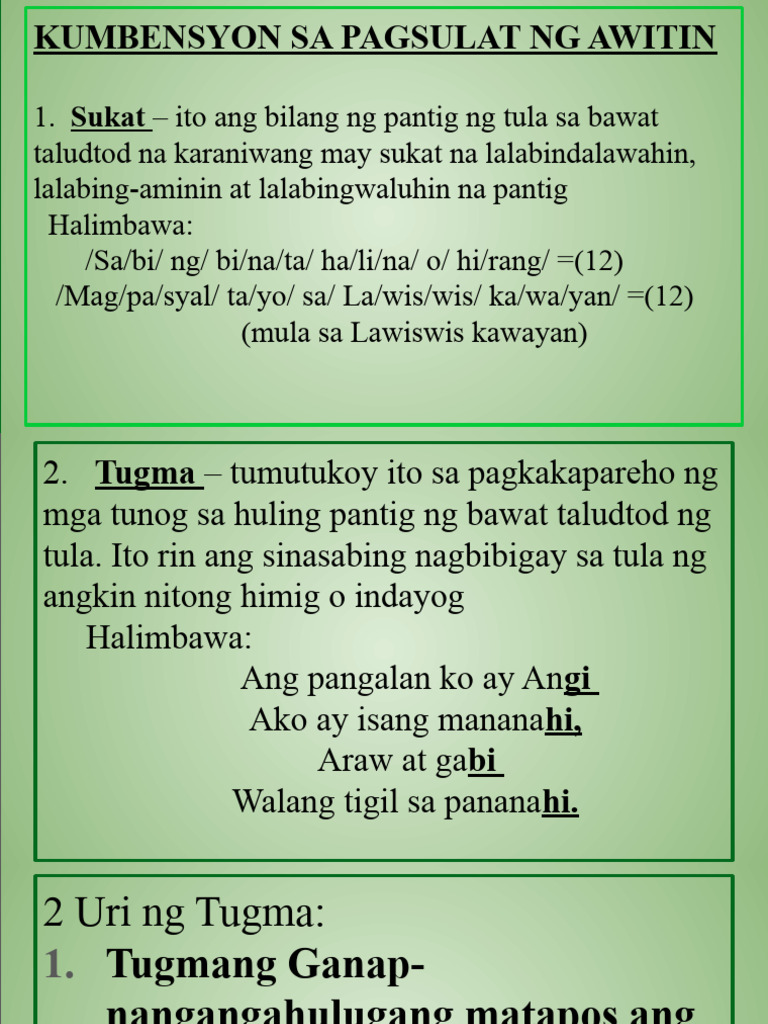 Kumbensyon at Elemento Sa Pagsulat NG Tula | PDF