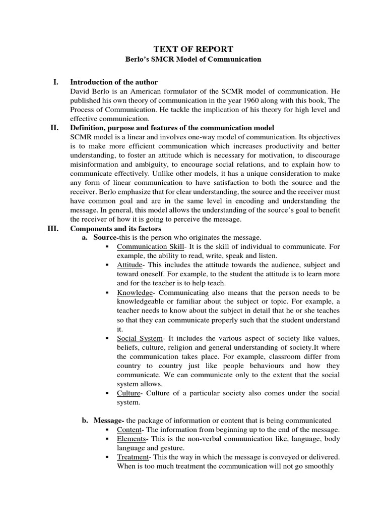 SCMR Model of Communication | PDF | Communication | Human Communication