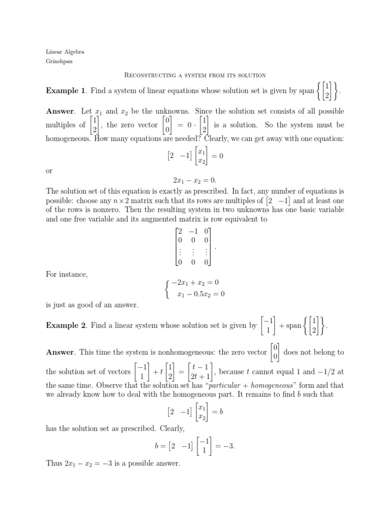 Backward Pdf System Of Linear Equations Equations