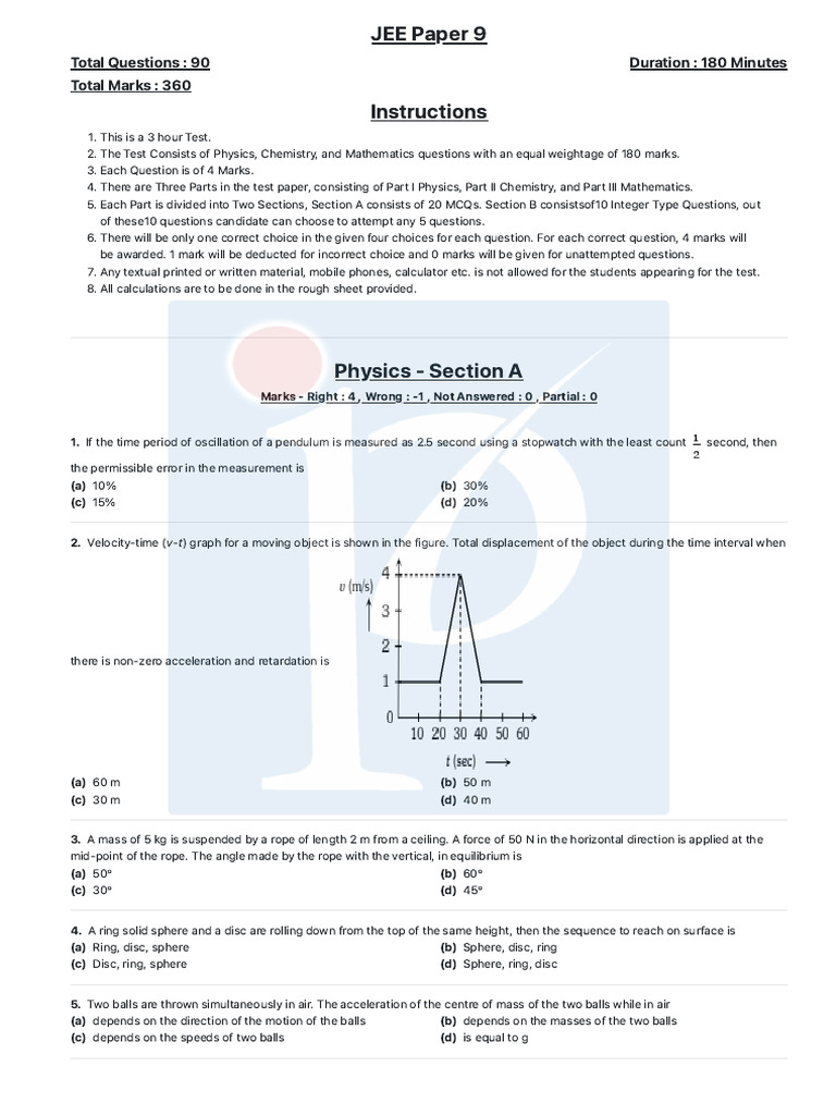 JEE Paper 9_unlocked | PDF | Force | Hydrogen