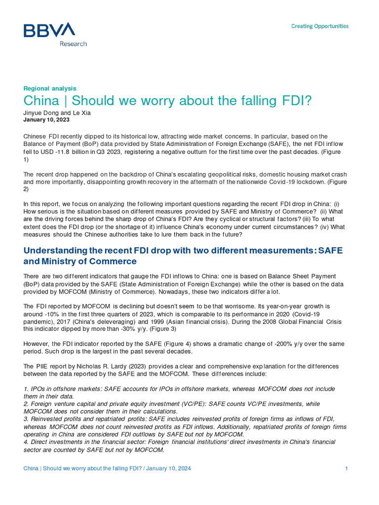 China's FDI Decline: Causes and Impacts | PDF | Foreign Direct ...