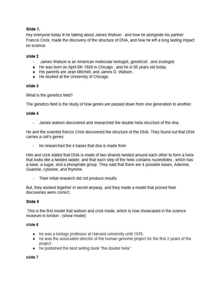james watson presentation script | PDF