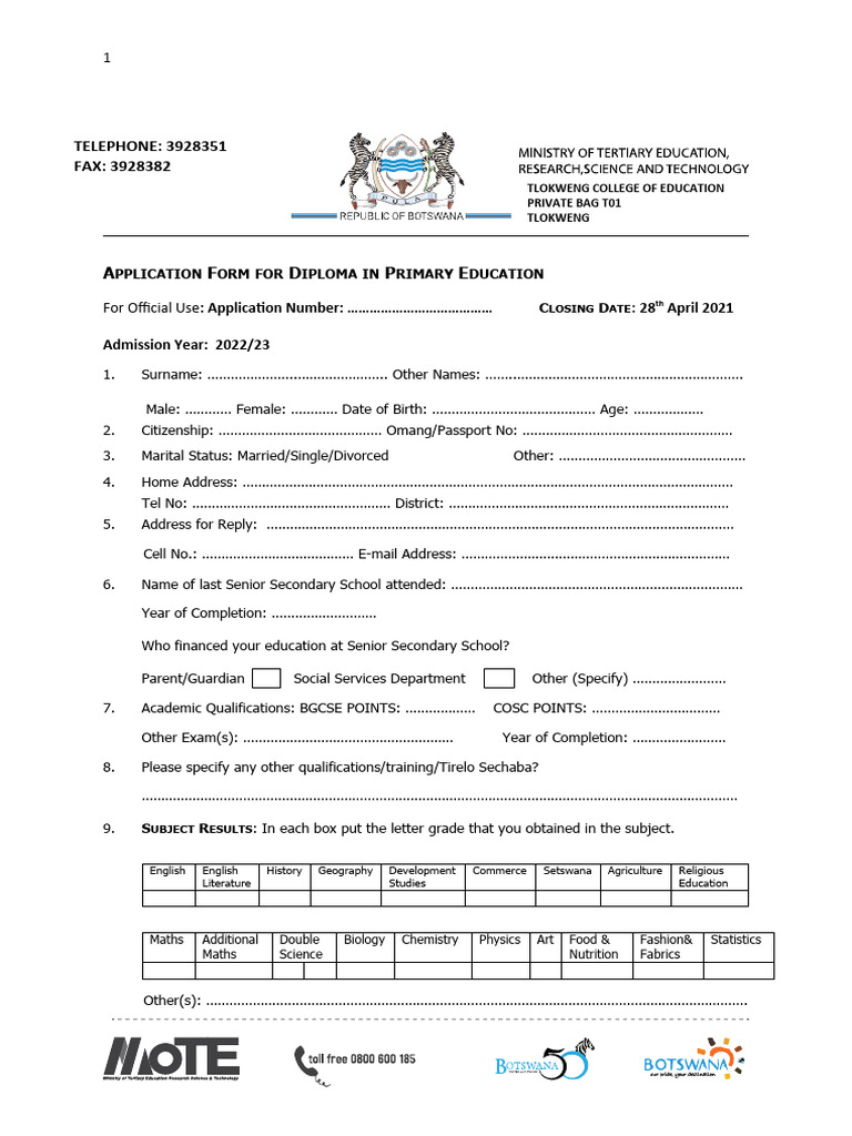 Application Form DPE 2022 | PDF | Educational Stages
