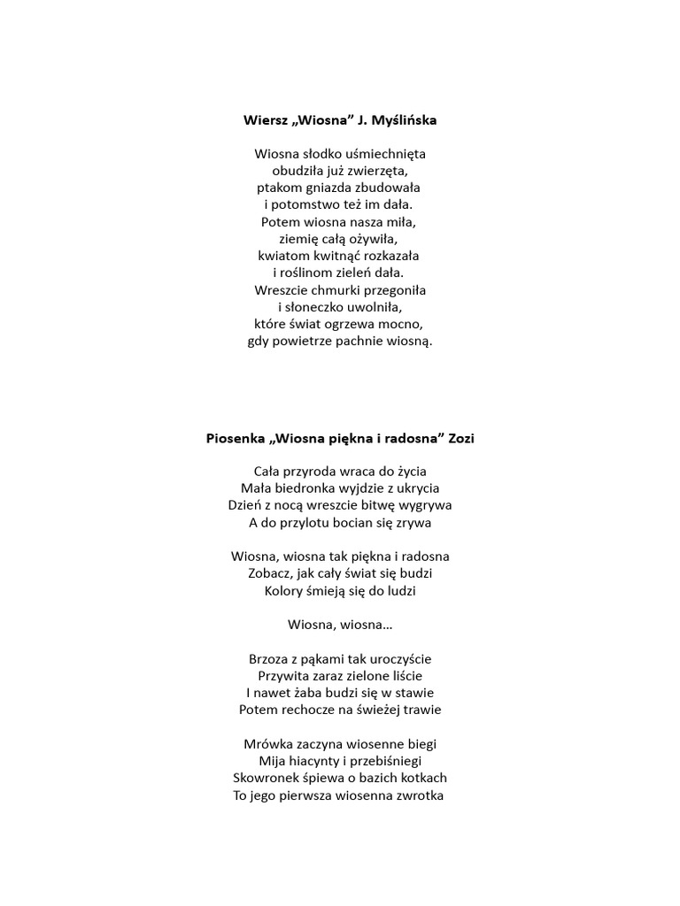 Wiersz I Piosenka Marzec | PDF