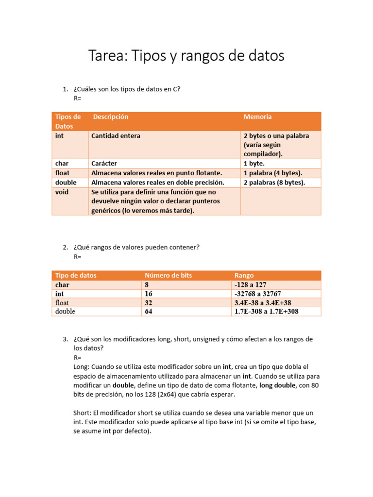 Tarea Tipos y Rangos de Datos | PDF