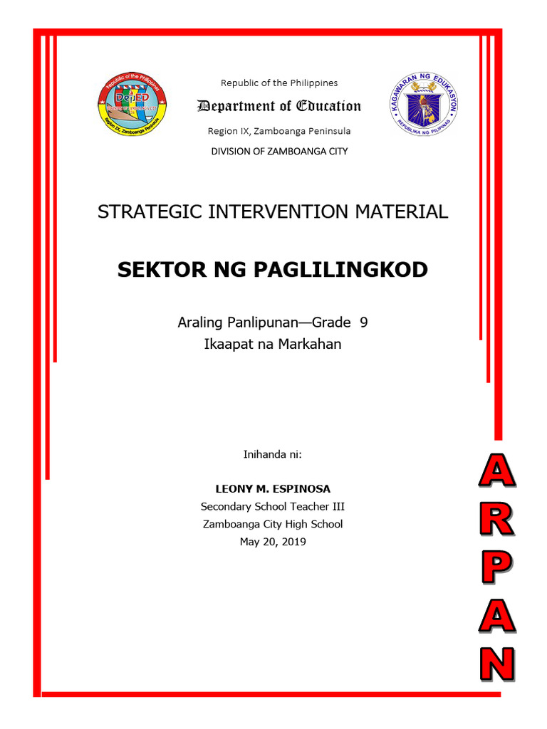 Sektor NG Paglilingkod - SIM - ArPan - Grade 9 - 4th Quarter - Zambo ...