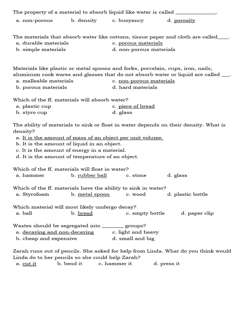 The Property of A Material To Absorb Liquid Like Water Is Called | PDF ...
