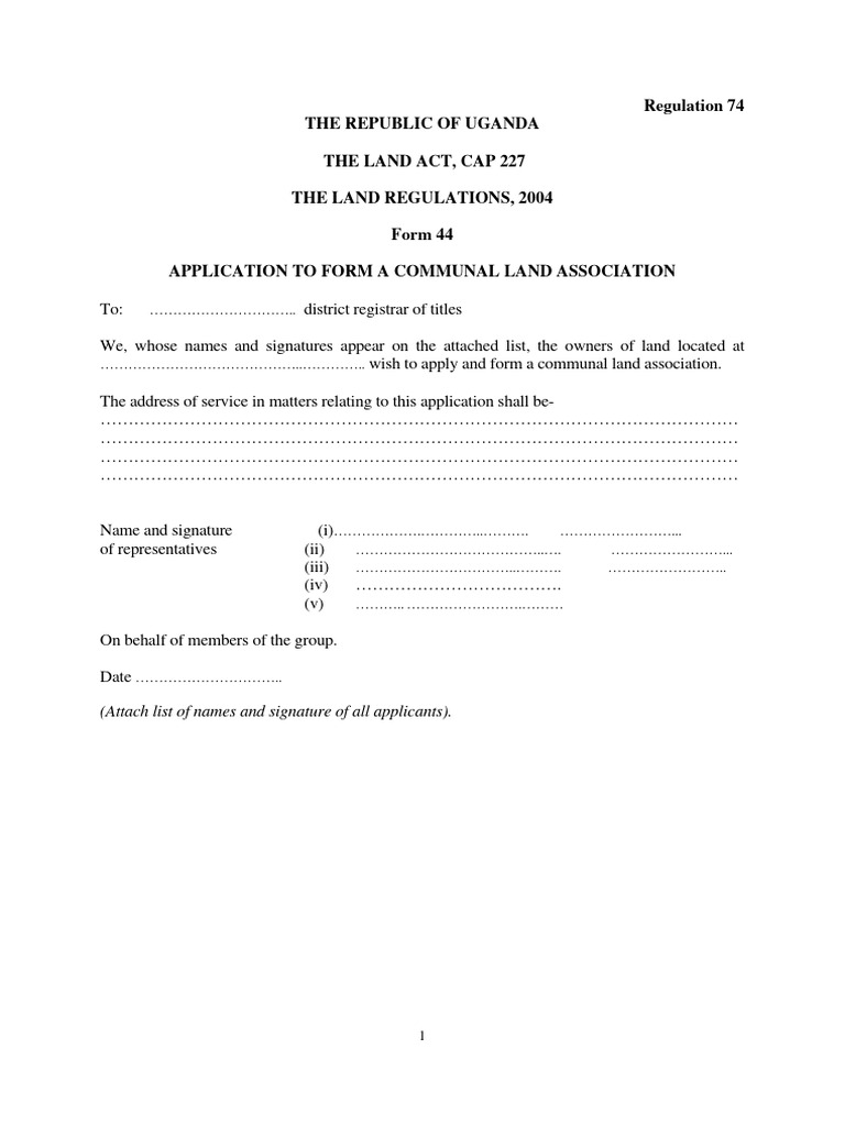 Land Form44 Application To Form A CLA | PDF | Law | Home & Garden