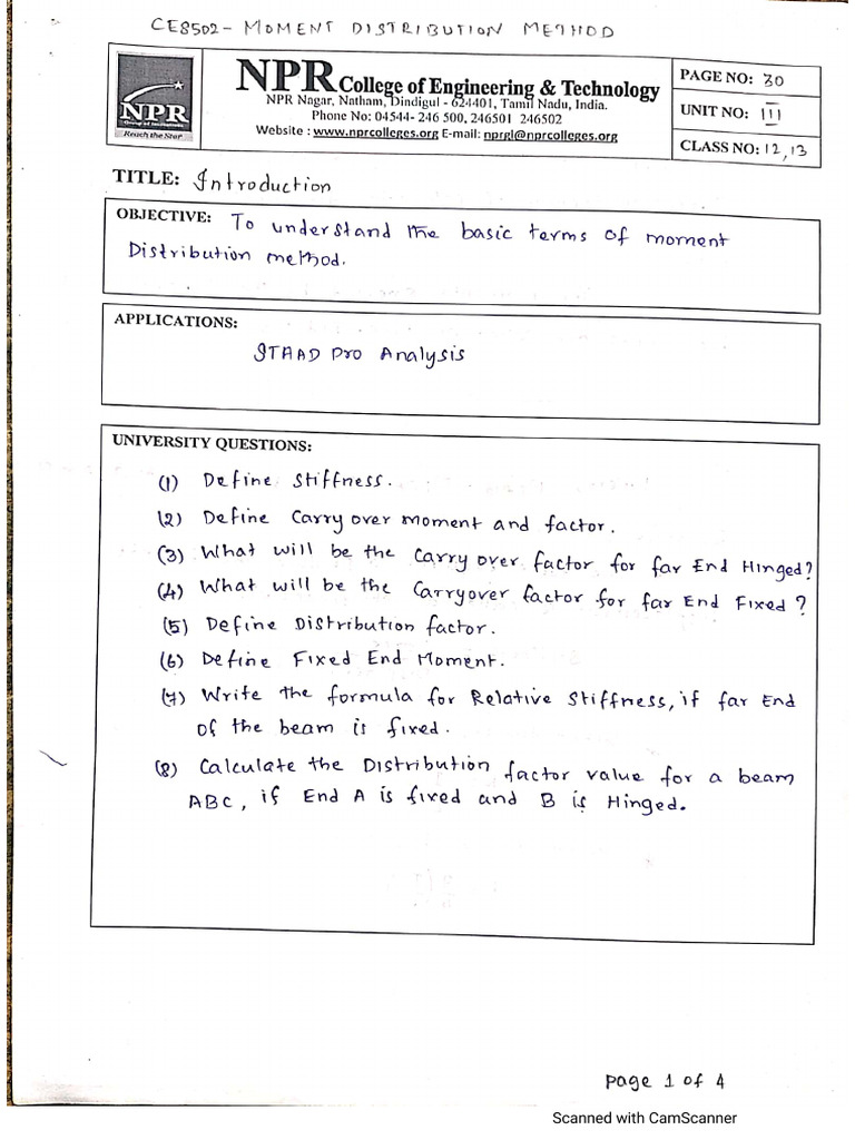 Structure Analysis Imp Questions | PDF