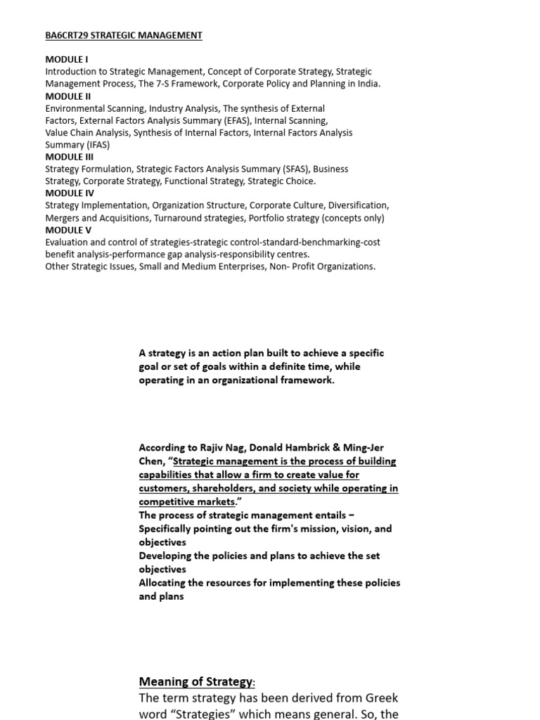 Strategic Management Module 1 | PDF | Strategic Management | Strategic ...
