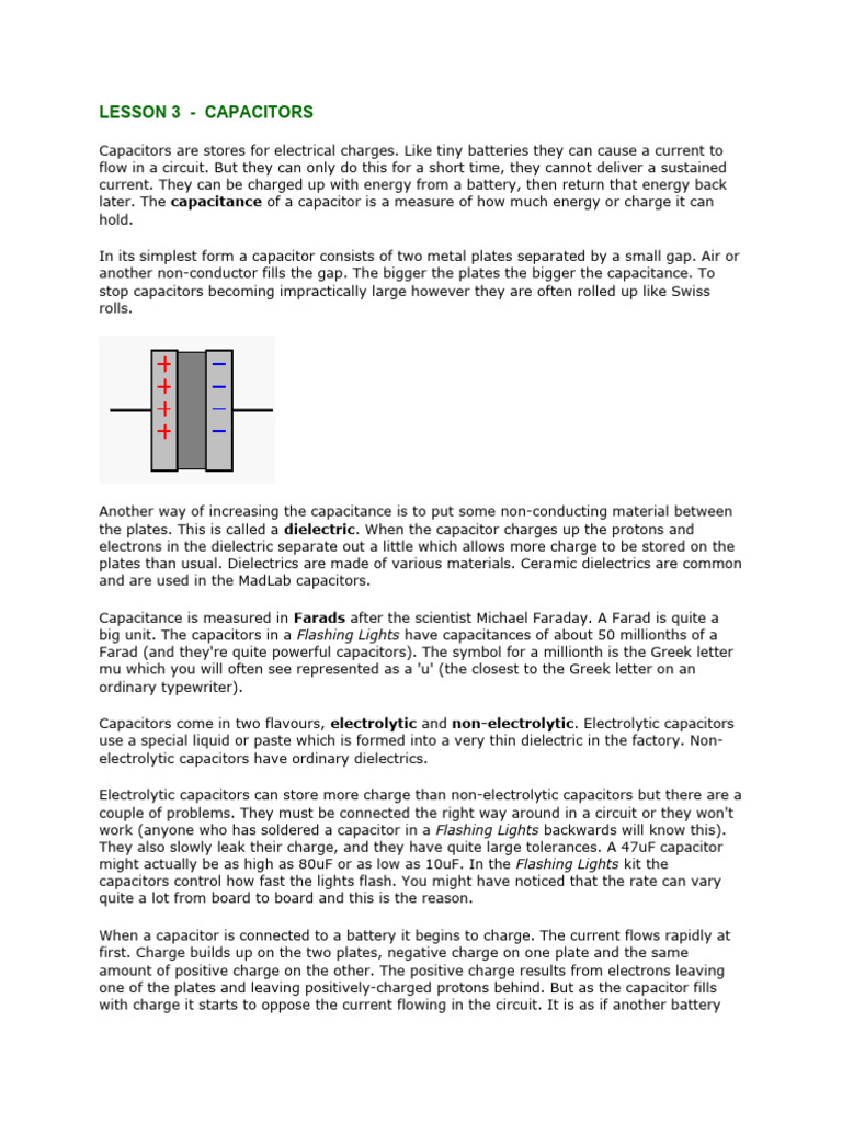 LESSON 3 capacitor | PDF | Capacitor | Capacitance