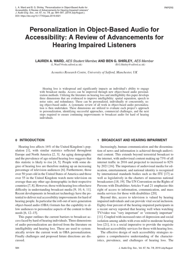 Object-Based Audio For Accessibility | PDF | Hearing Loss | Hearing Aid