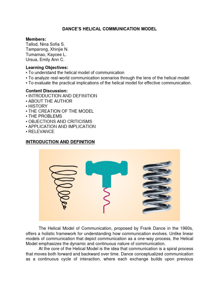 BSAccty1 2 Group8 Dances Helical Communication Model | PDF ...