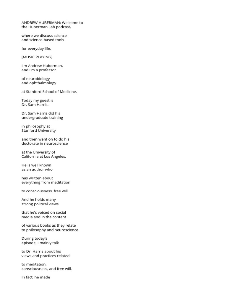 Dr. Sam Harris Using Meditation To Focus, View Consciousness & Expand ...