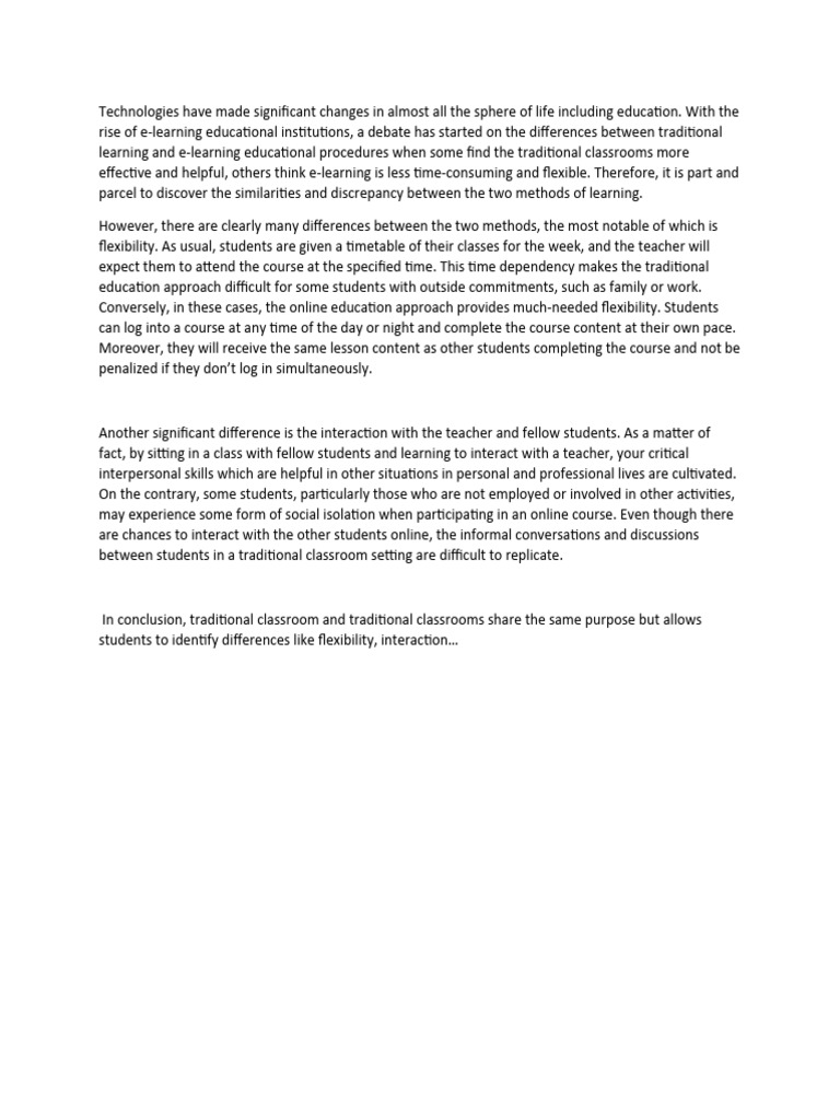 Online Learning Vs Traditional Learning | PDF