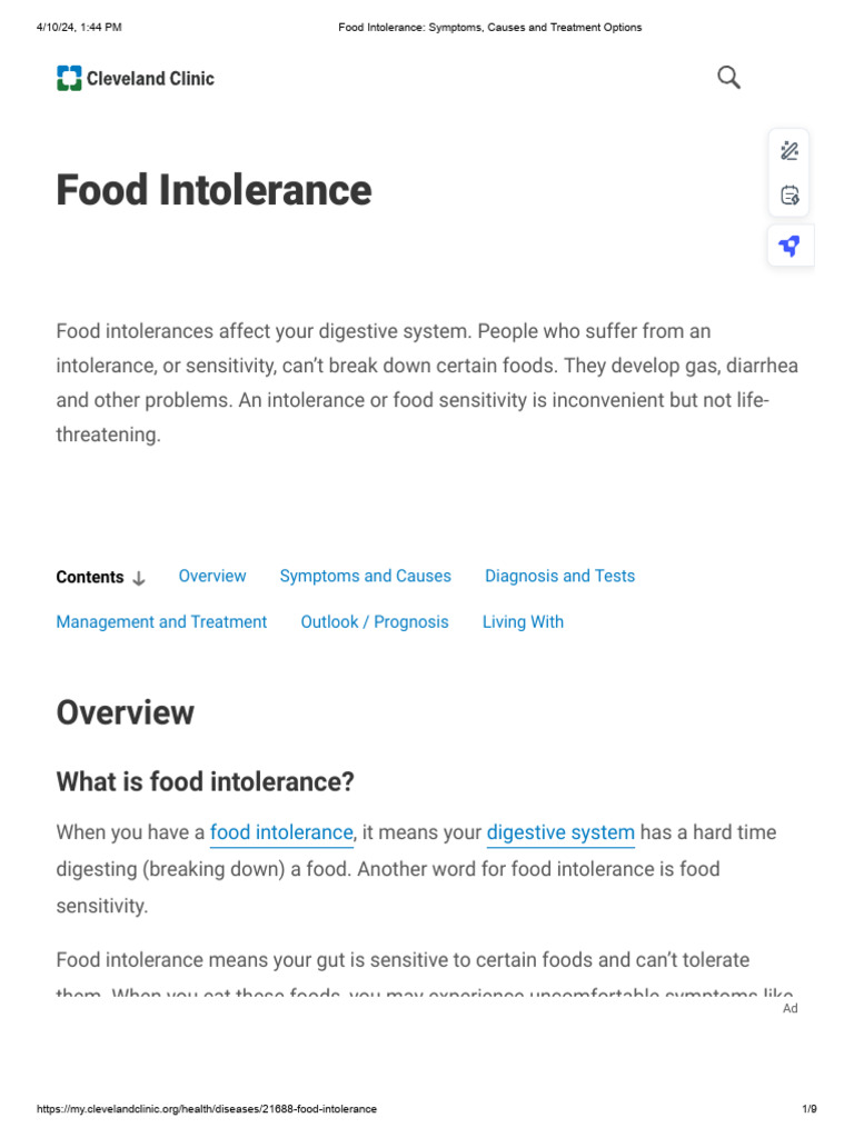 Food Intolerance - Symptoms, Causes and Treatment Options | PDF | Food ...