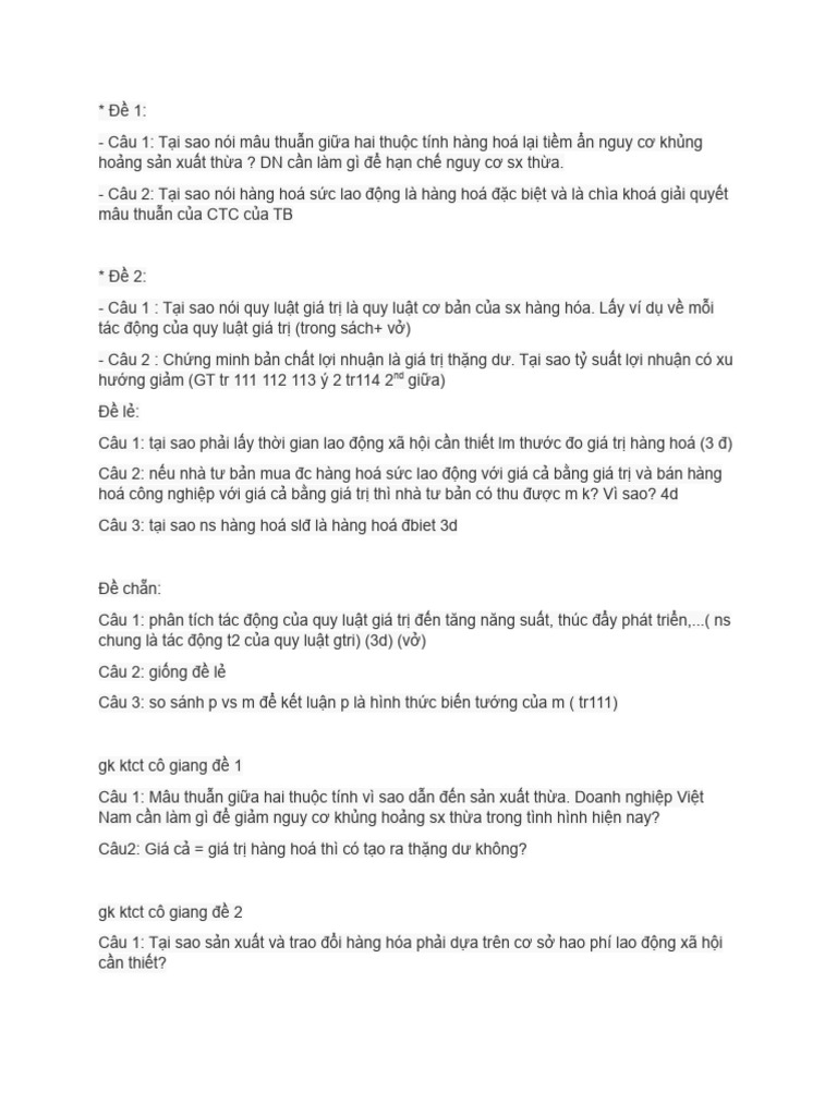 Câu hỏi ktct sưu tầm 1 | PDF