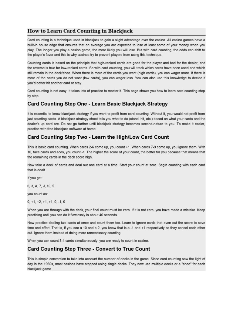 How To Learn Card Counting in Blackjack | PDF | Card Counting ...