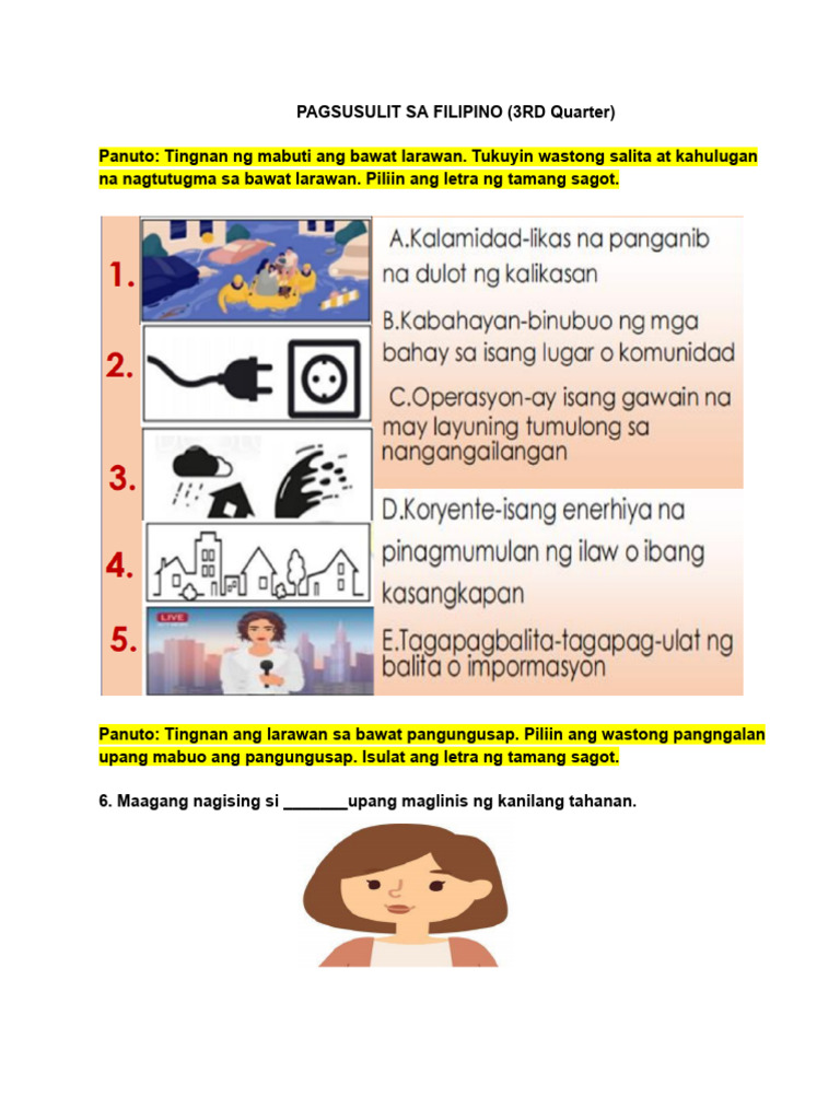 PAGSUSULIT SA FILIPINO (3RD Quarter) | PDF