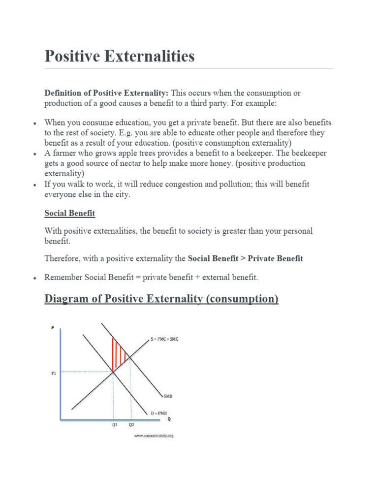 Positive Externalities Note | PDF | Externality | Market (Economics)