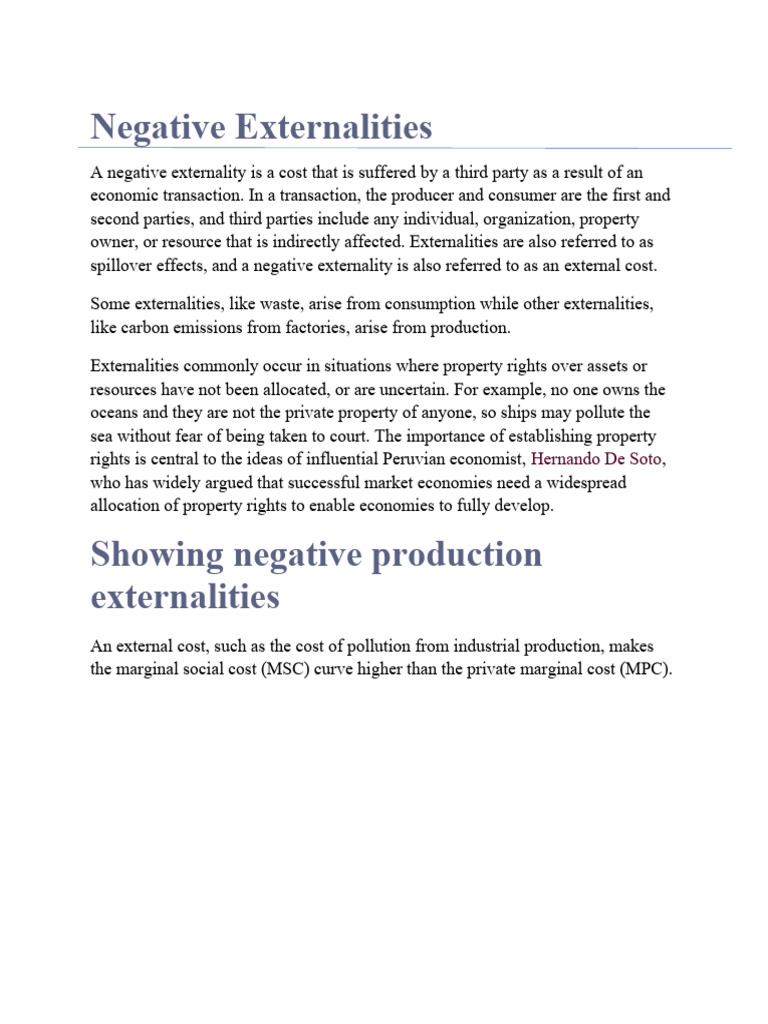 Negative Externalities | PDF | Externality | Economics