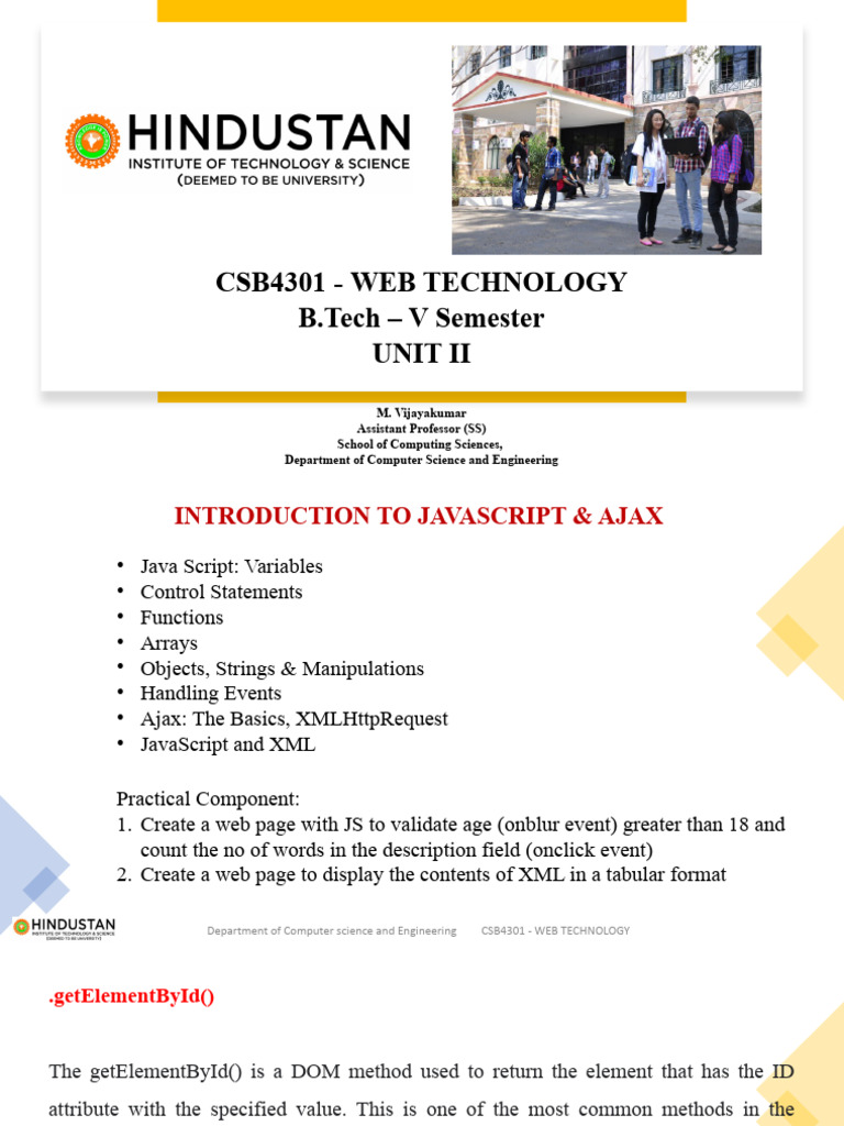 Unit 2-1 - Web Technology | PDF | Document Object Model | Java Script