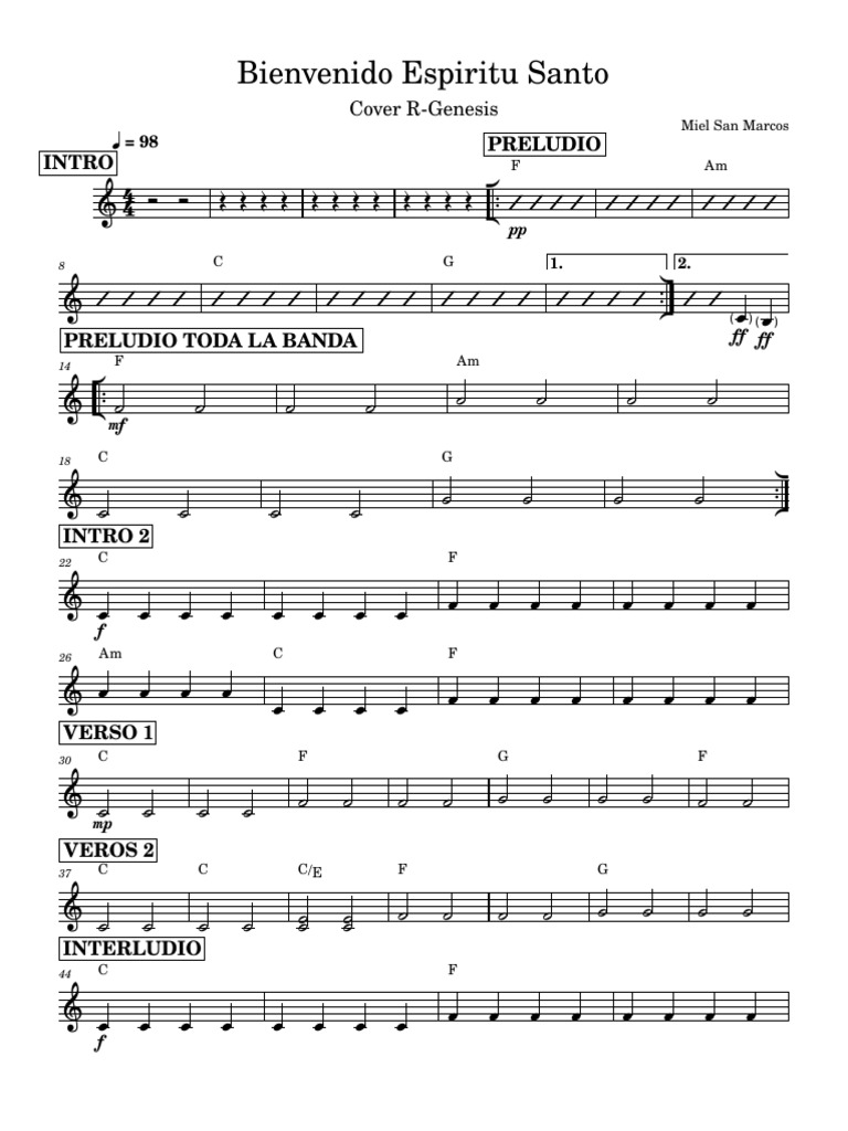 Charts Bienvenido Espiritu Santo | PDF