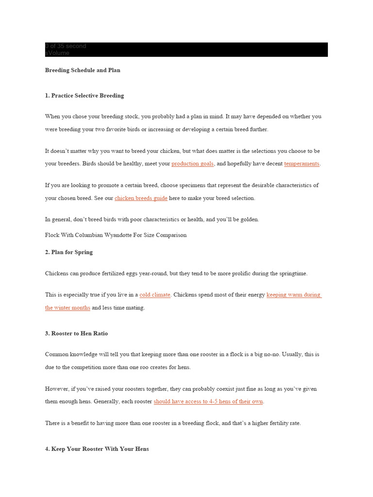 Breeding Sched and Plan | PDF | Chicken | Selective Breeding