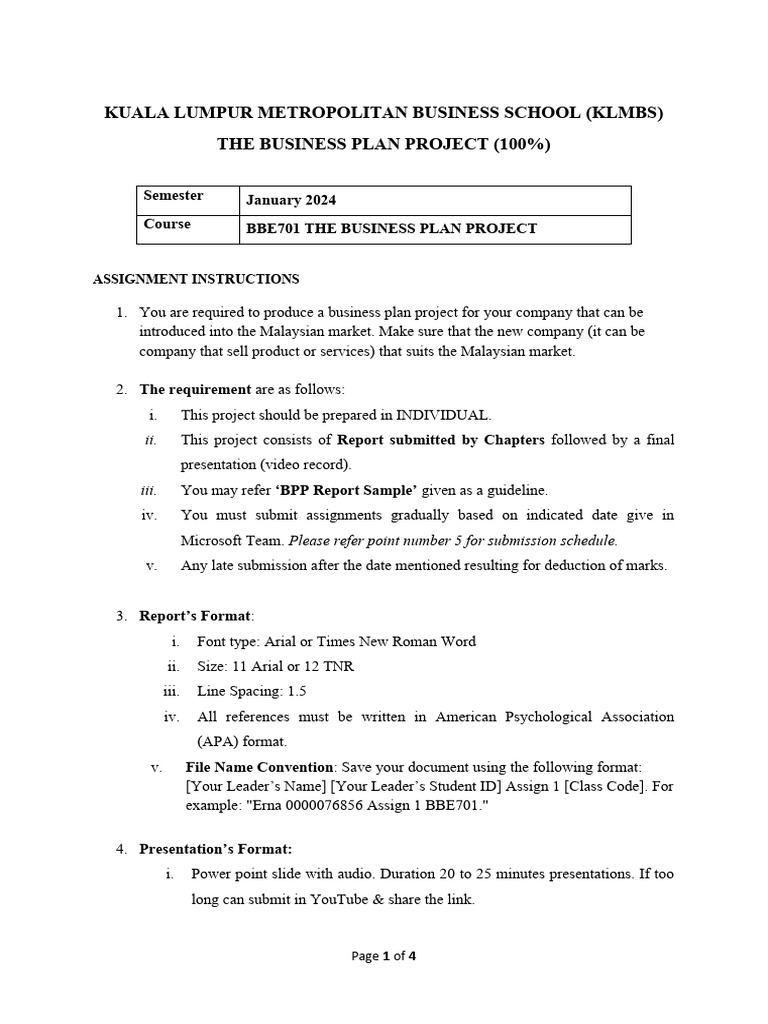 BPP Assignments Instructions Jan 2024 NEW | PDF | Financial Plan ...