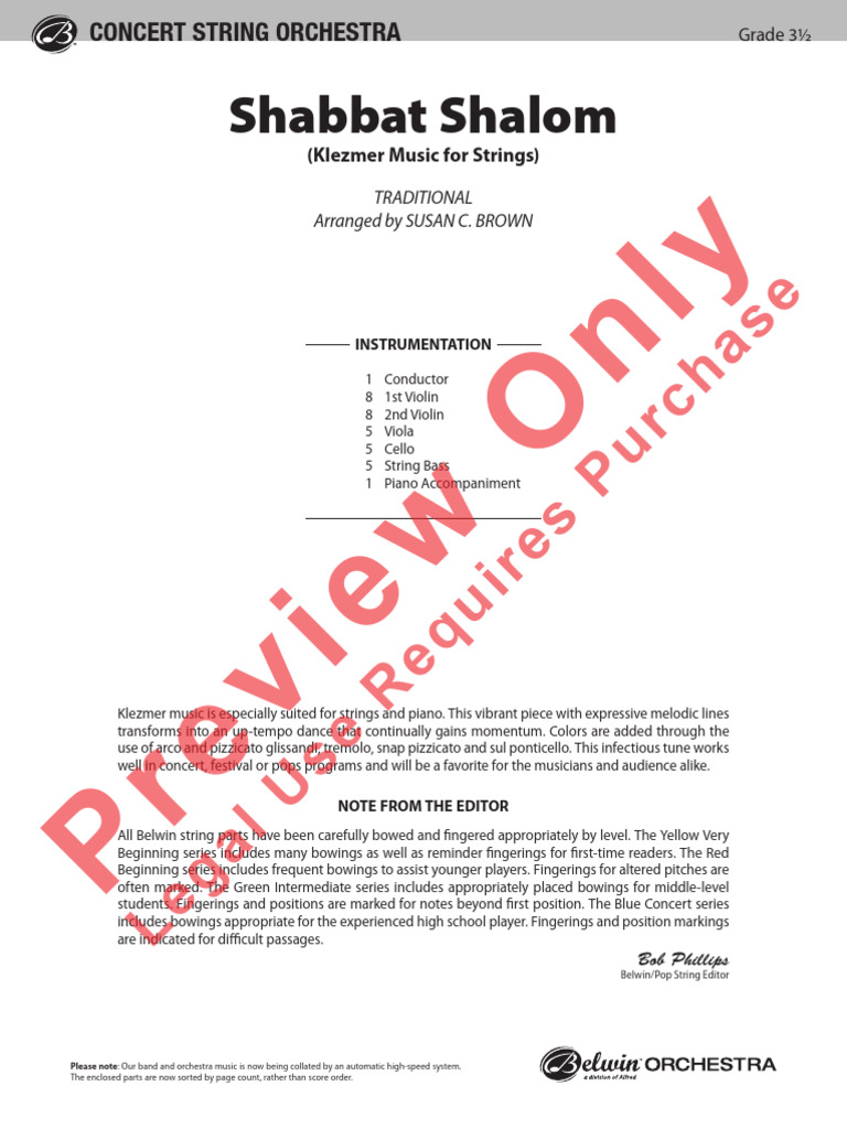 Shabbat Shalom: Preview Only | PDF | String Instruments | Violin