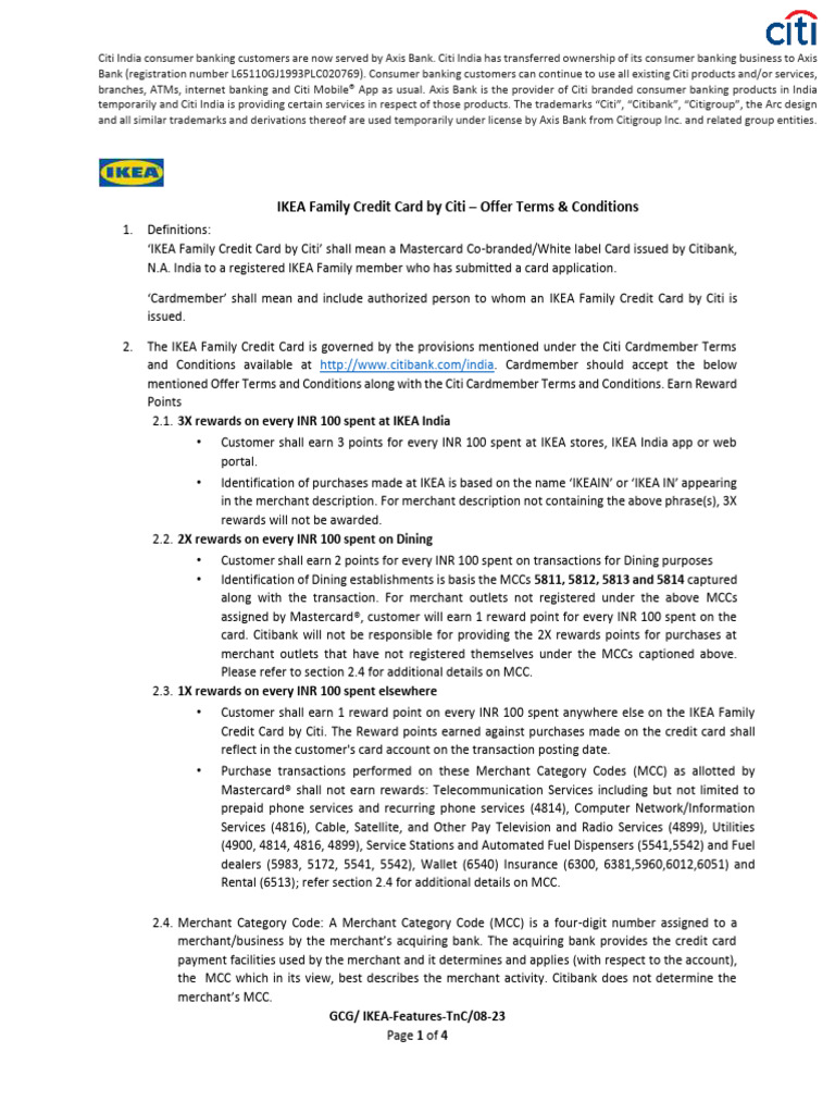 Ikea Family Credit Card Tnc | PDF | Credit Card | Loyalty Program