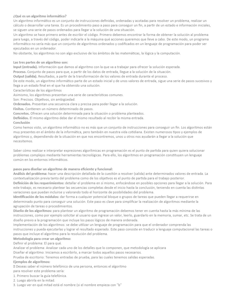 Qué Es Un Algoritmo Informático | PDF | Algoritmos | Programación de ...