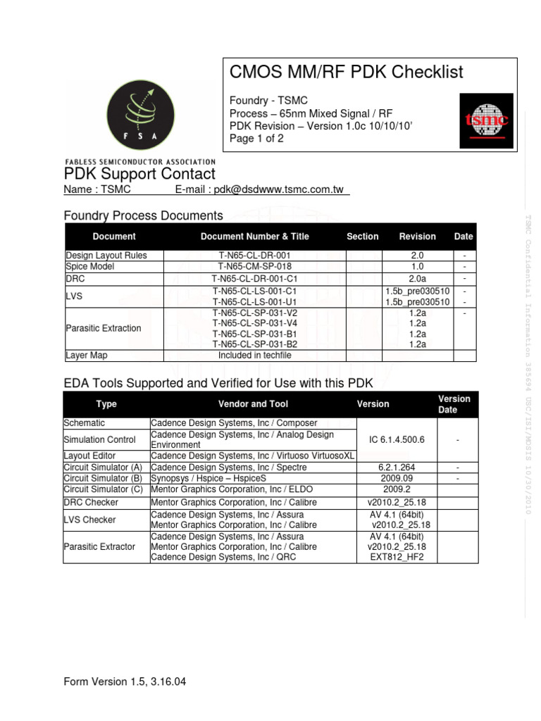 TSMC 65nm PDK Documentation | PDF | Spice | Design