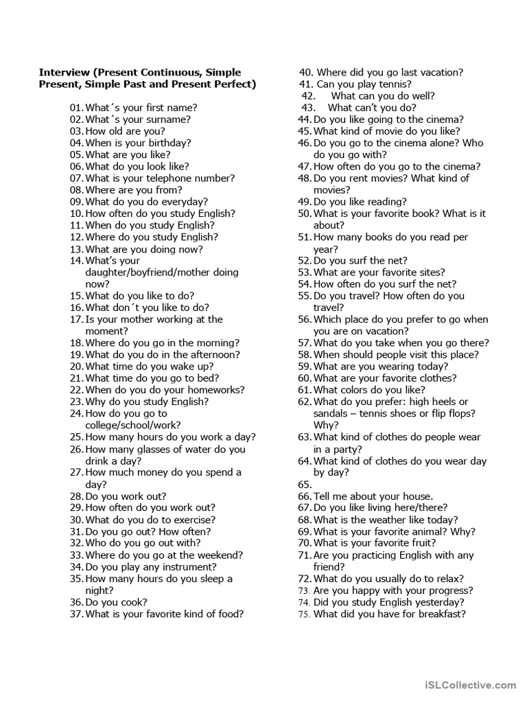 Placement oral test 3 | PDF