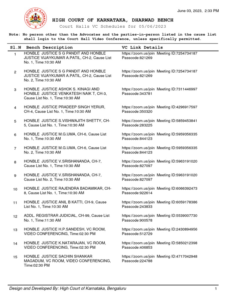 DWD VCLinks | PDF | Judiciaries