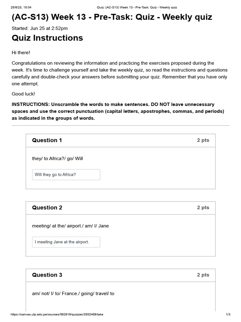 Quiz - (AC-S13) Week 13 - Pre-Task - Quiz - Weekly Quiz | PDF | Symbols ...