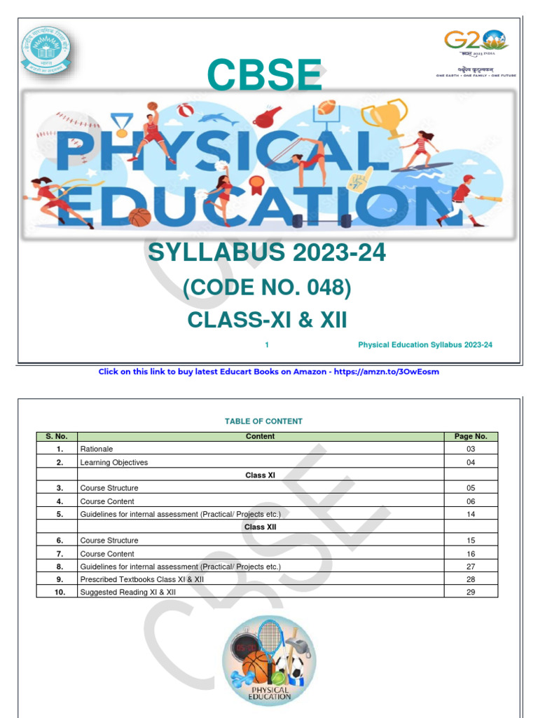 CBSE Class 12 Physical Education Syllabus 2023-24 | PDF | Physical ...