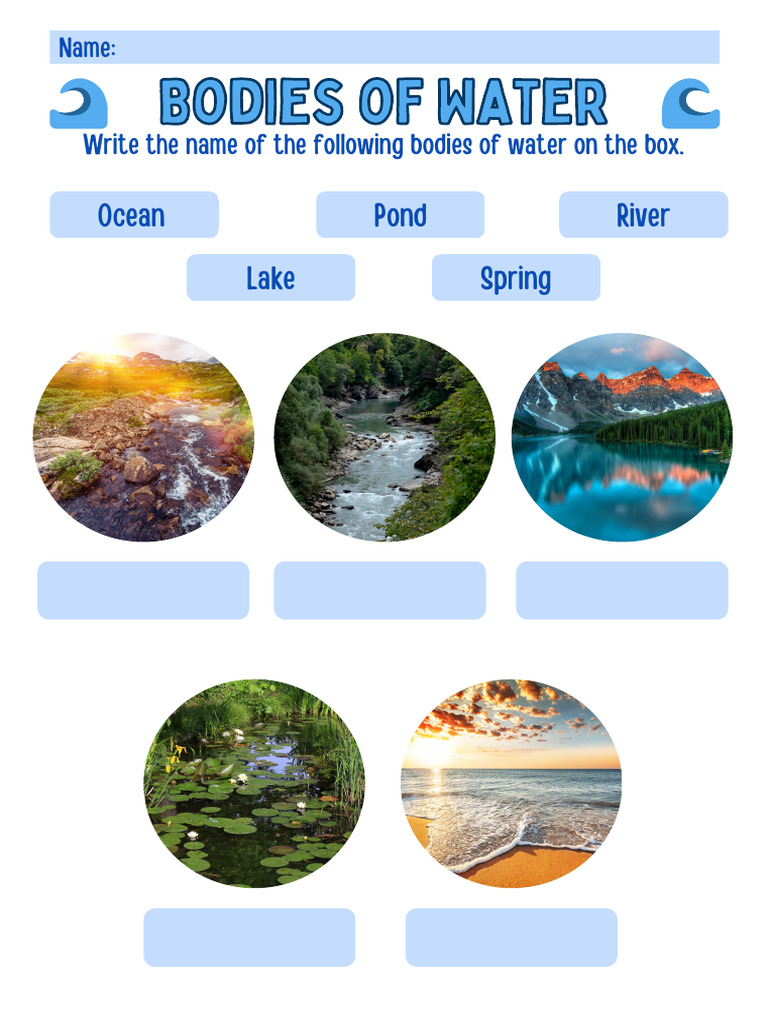 Bodies of Water Activity Worksheet | PDF