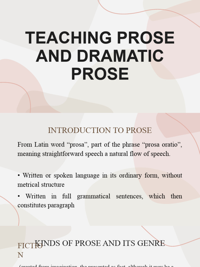 Understanding Prose and Its Teaching | PDF | Narrative | Prose