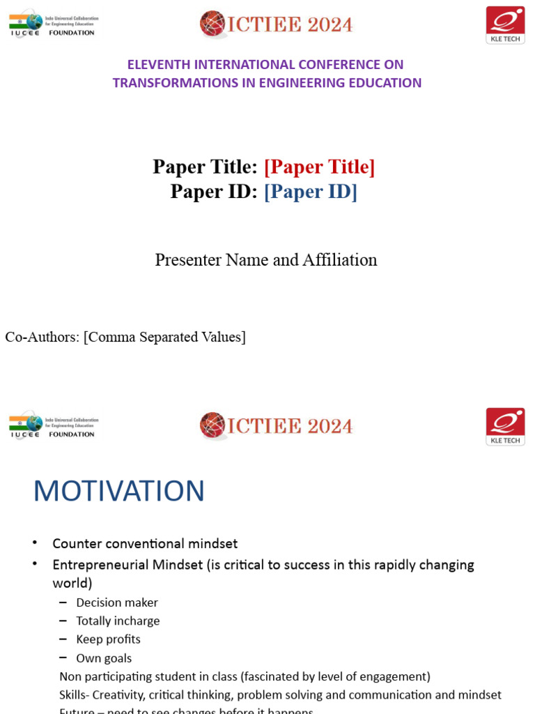 ictiee-24-paper-presentation-template | PDF | Mindset | Entrepreneurship